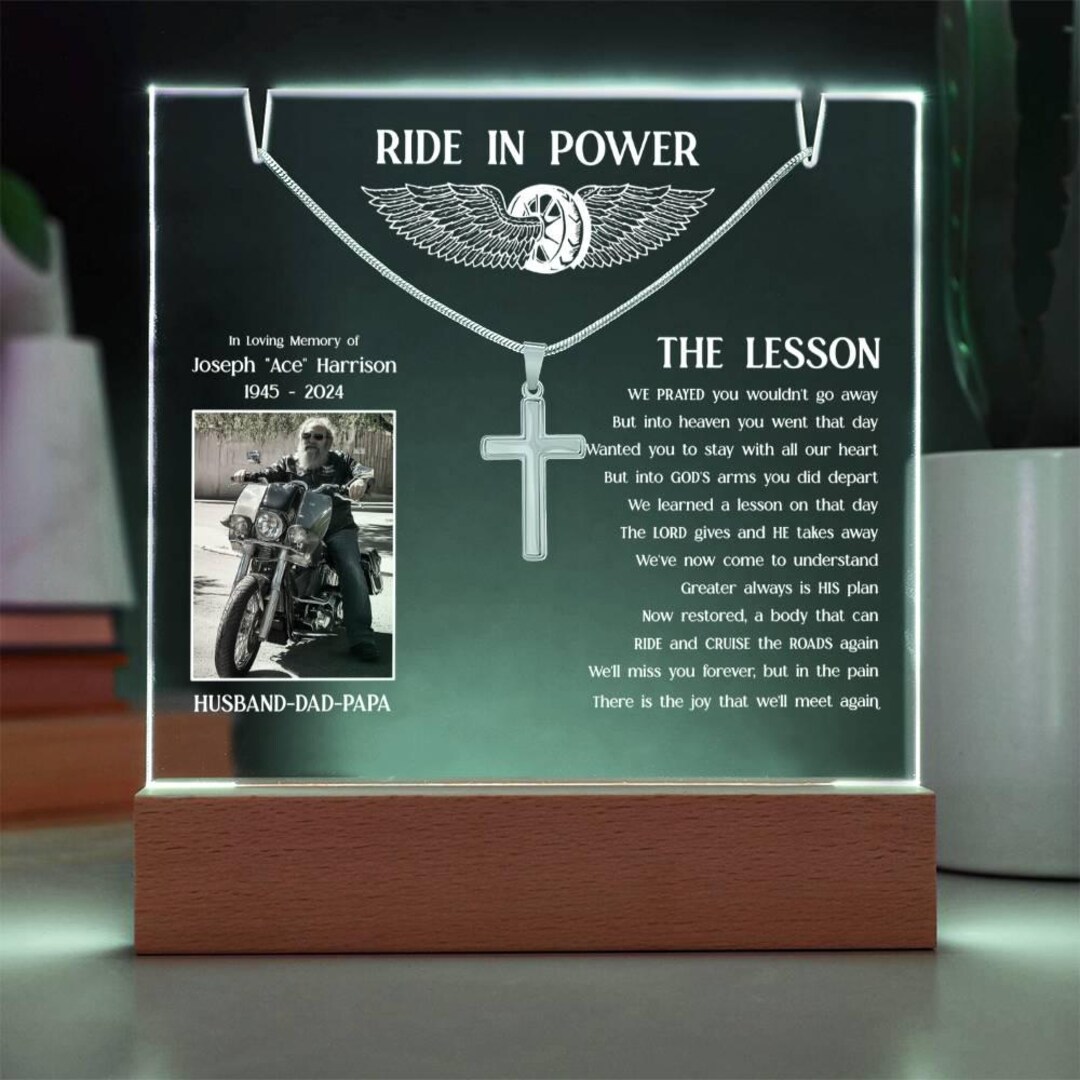 Motorcycle Memorial Sign, Motorcycle Wings, Gift for Widowed Wife ...