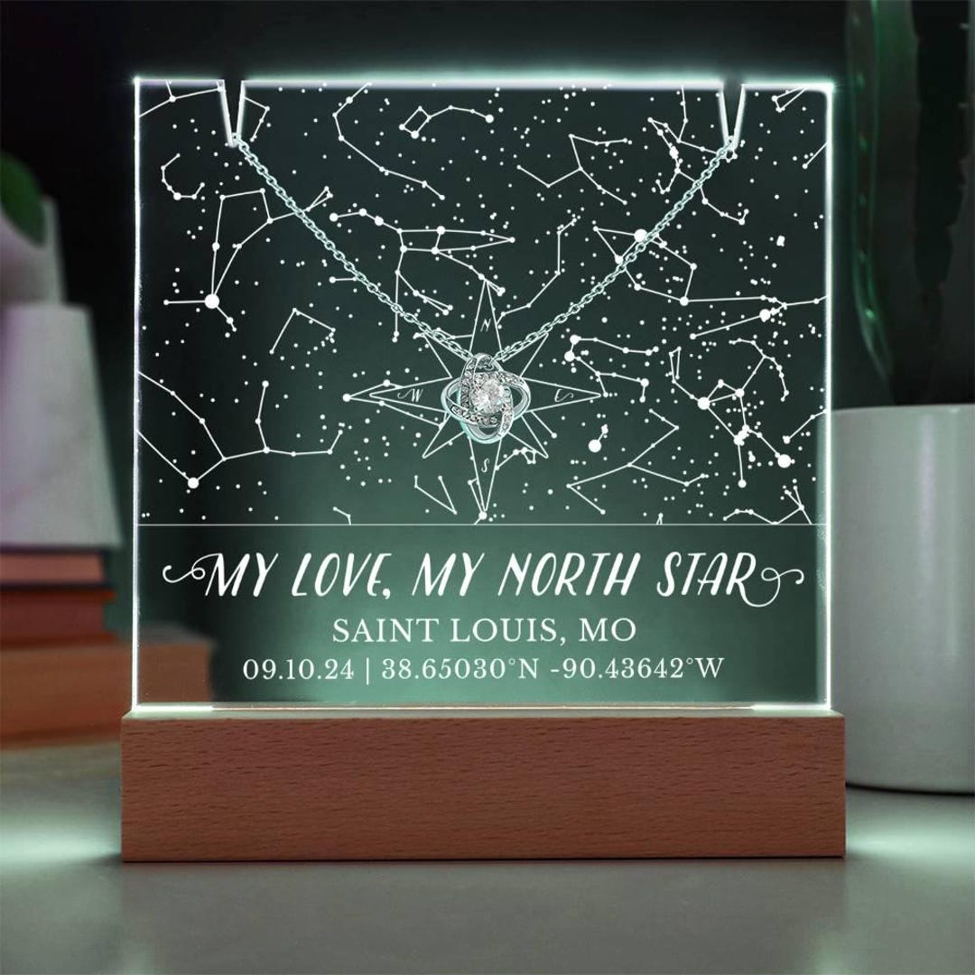 North Star Chart Map Anniversary Gift Bundle for Wife Birthday ...