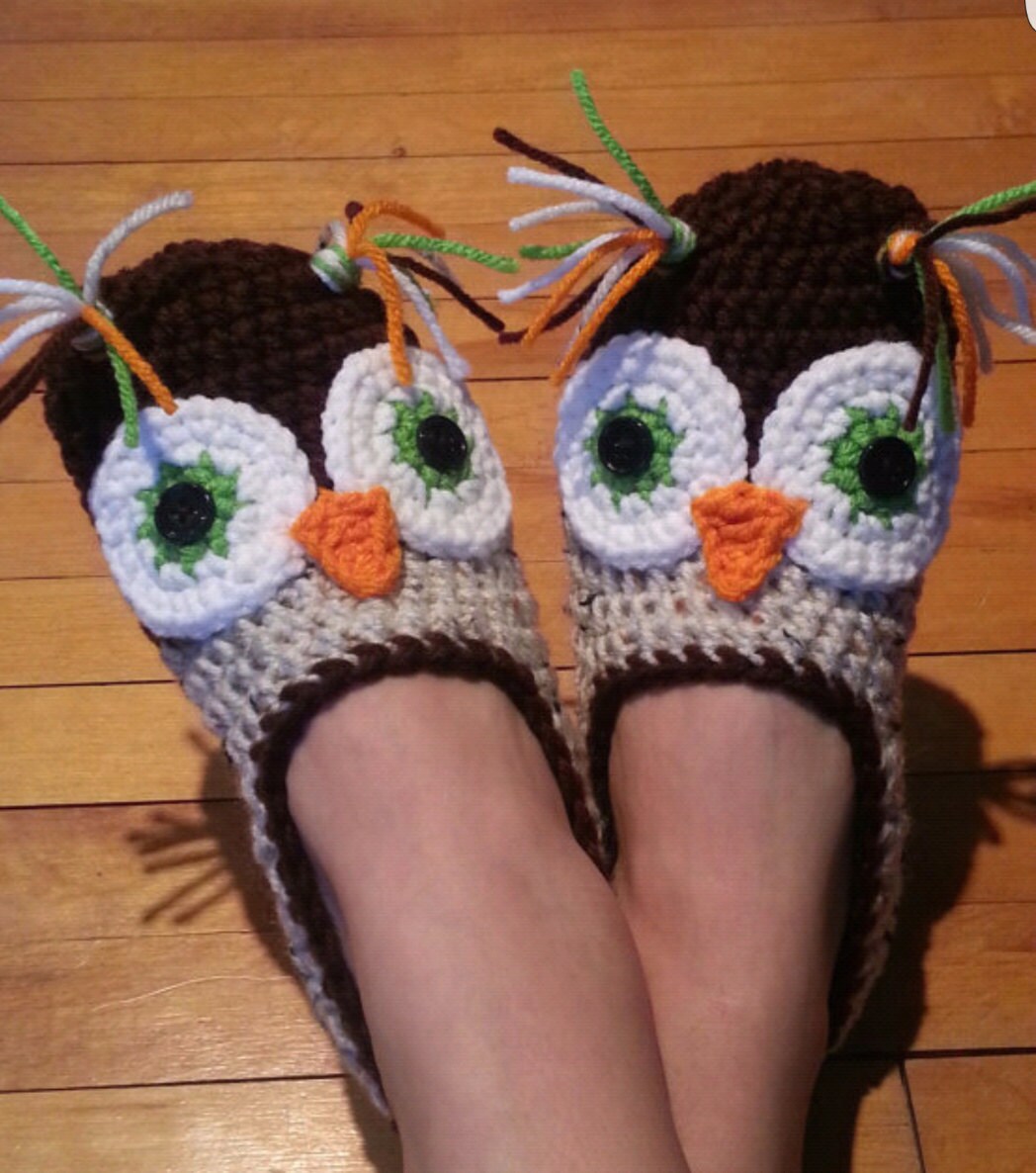 Owl Slippers Crochet PATTERN PDF Pattern Ladies Crochet - Etsy Canada