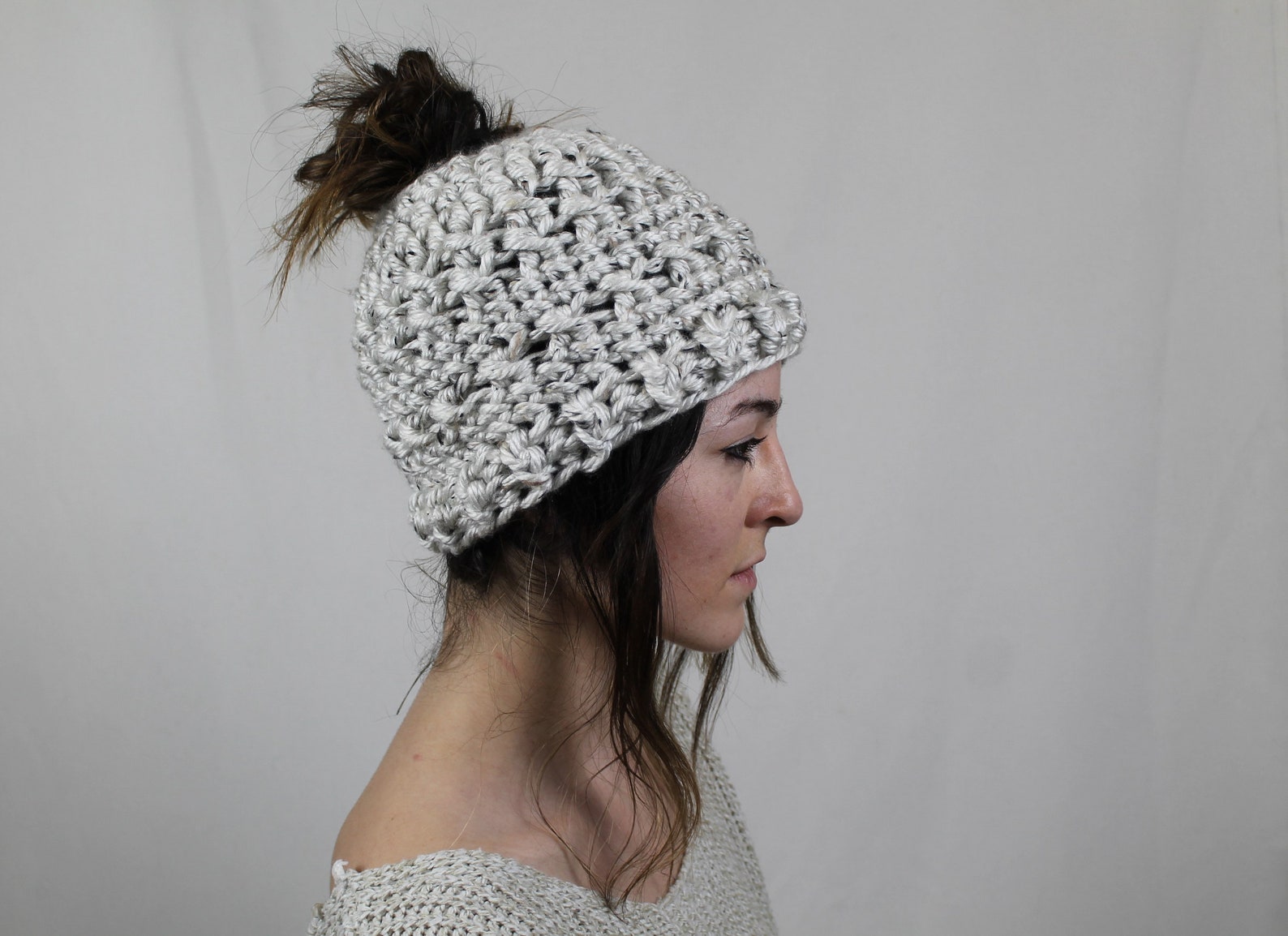 Crochet Messy Bun Hat Pattern Beanie Hat Patterm Top Knot - Etsy