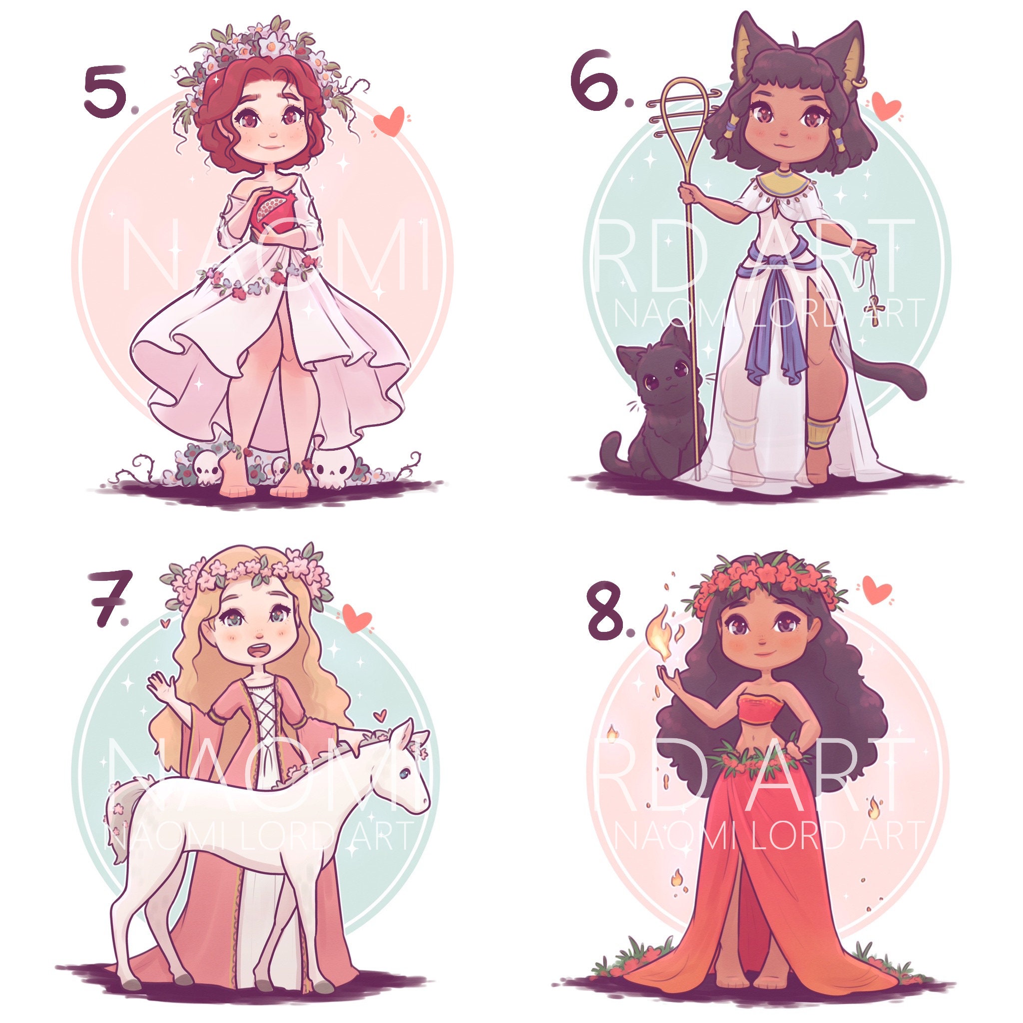 Cute Goddesses Stickers And/ or Prints 6x6 or - Etsy UK