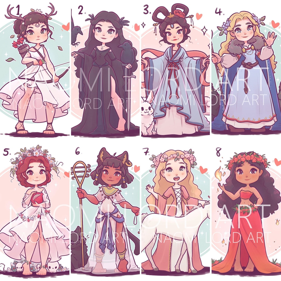 Cute Goddesses Stickers And/ or Prints 6x6 or 8x8 Approx Artemis ...