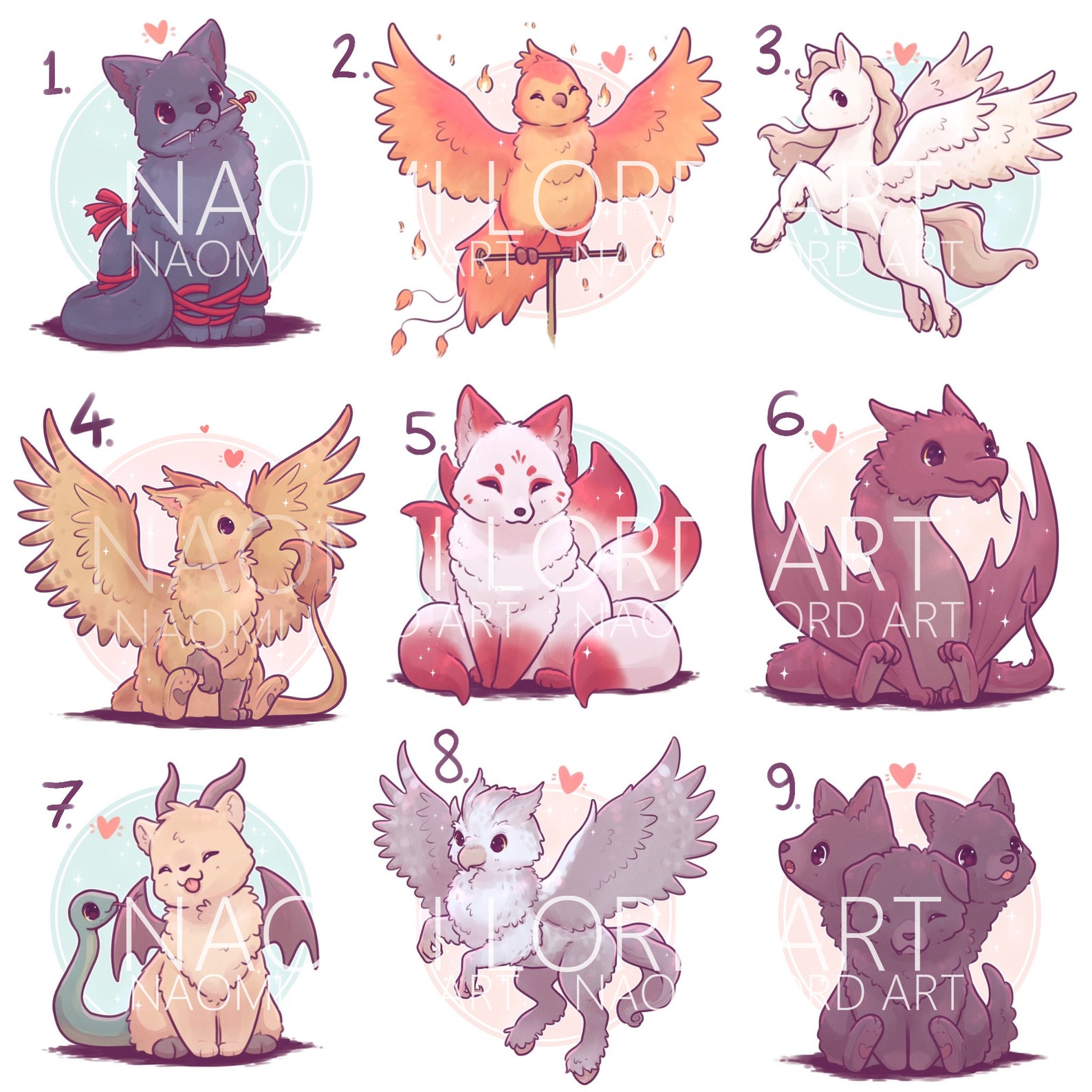 Cute Mythical Creatures Stickers And/or Prints Part 1 - Etsy