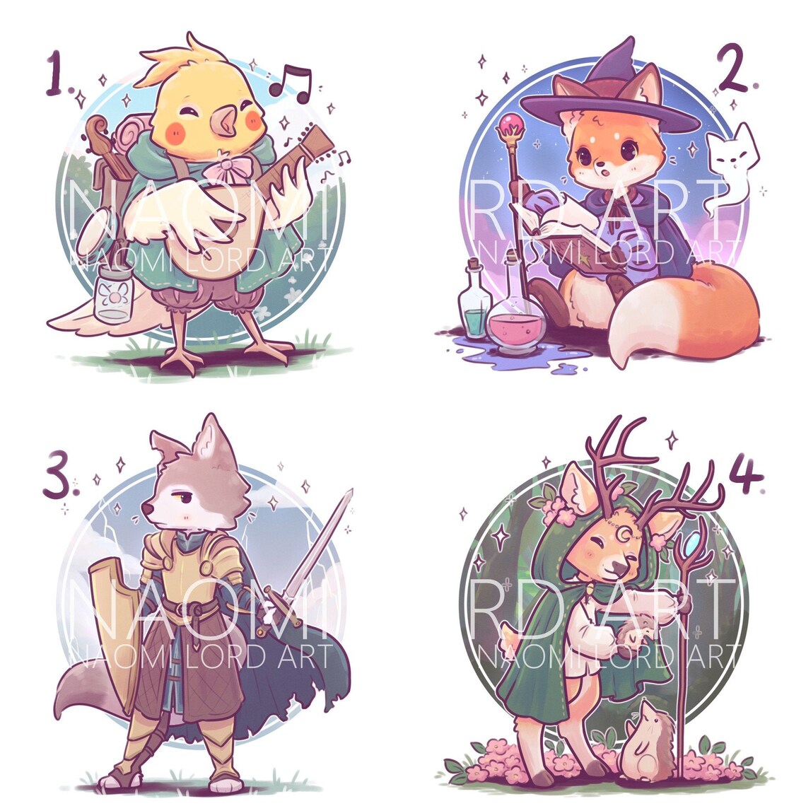 Cute RPG Class Animals Stickers and/ or Prints 6x6 or | Etsy