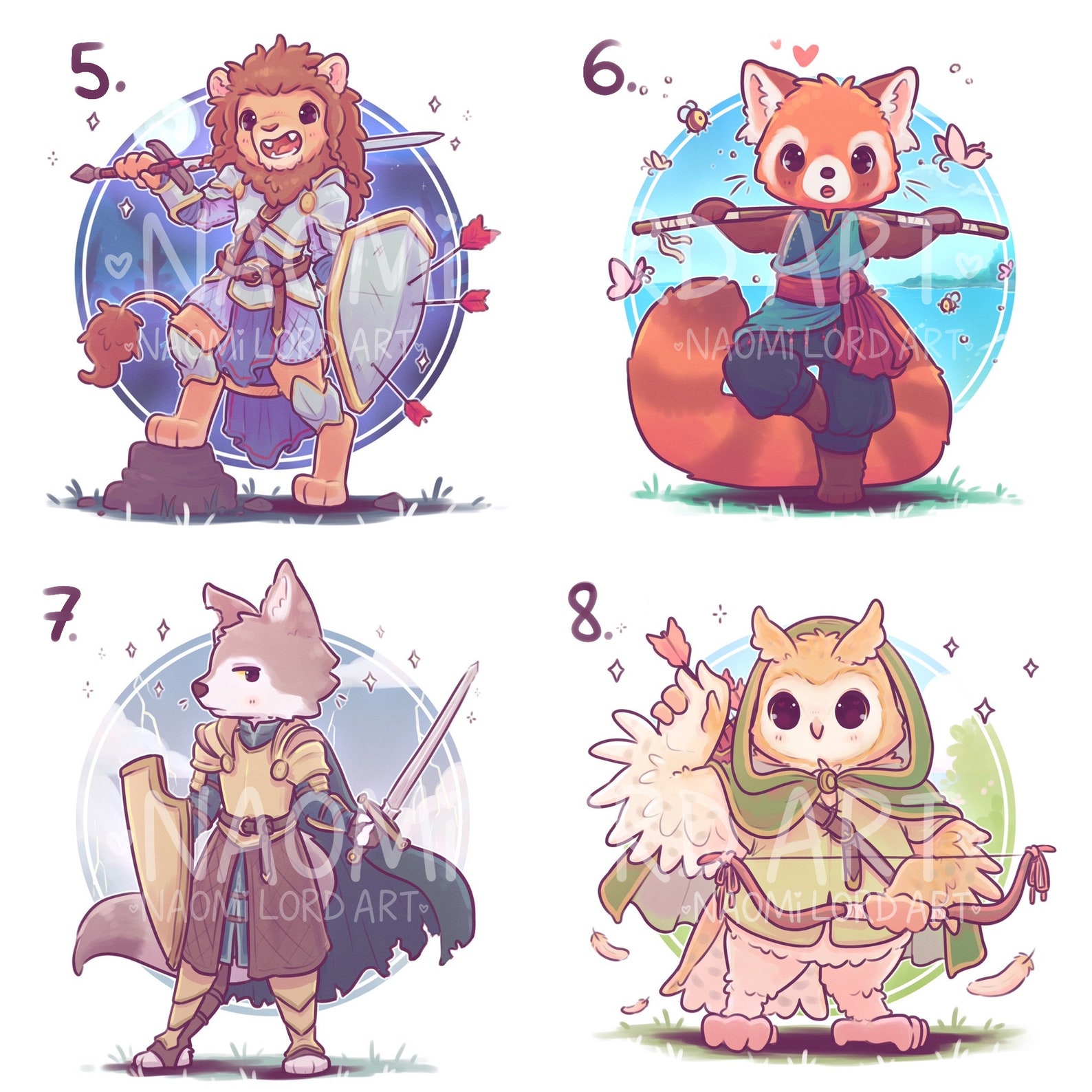 Cute RPG Class Animals Stickers And/ or Prints 6x6 or - Etsy