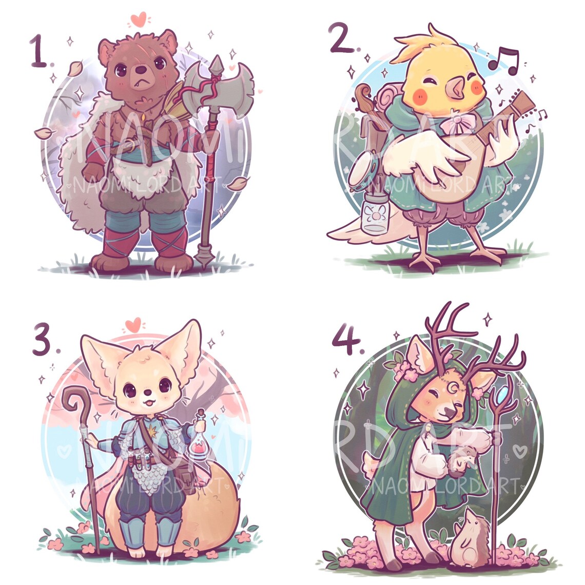 Cute RPG Class Animals Stickers And/ or Prints 6x6 or | Etsy