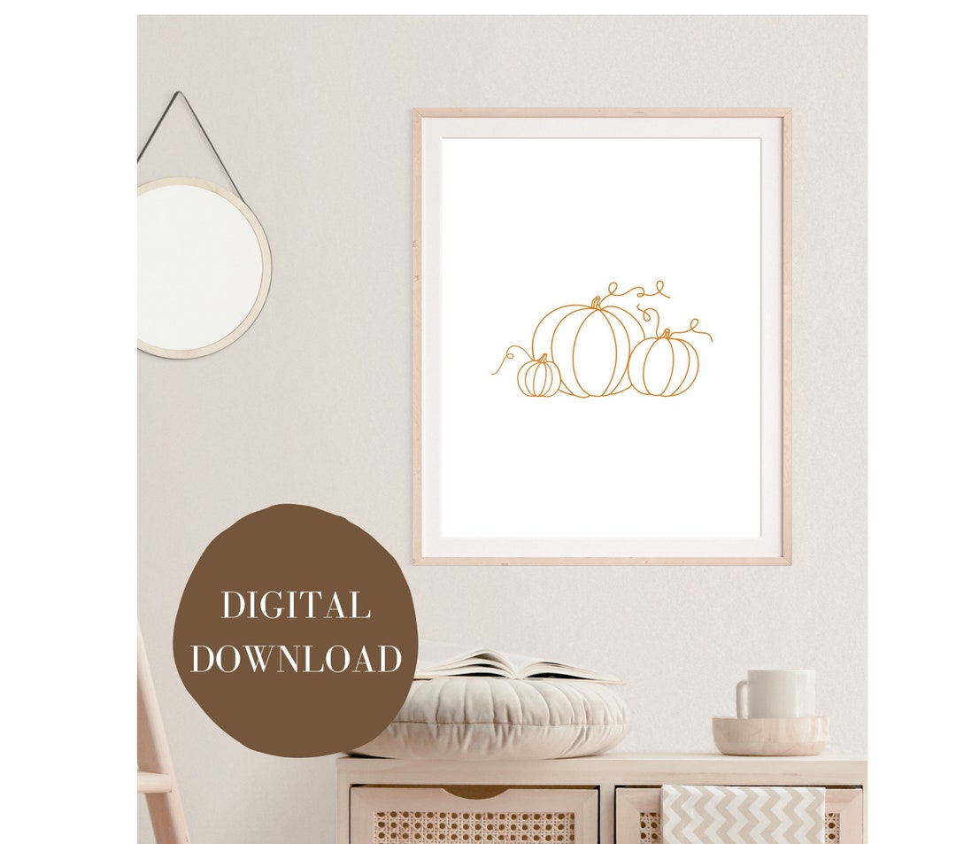 Set of 3 Printable Pumpkin Patch Wall Art; Digital Download; Line ...