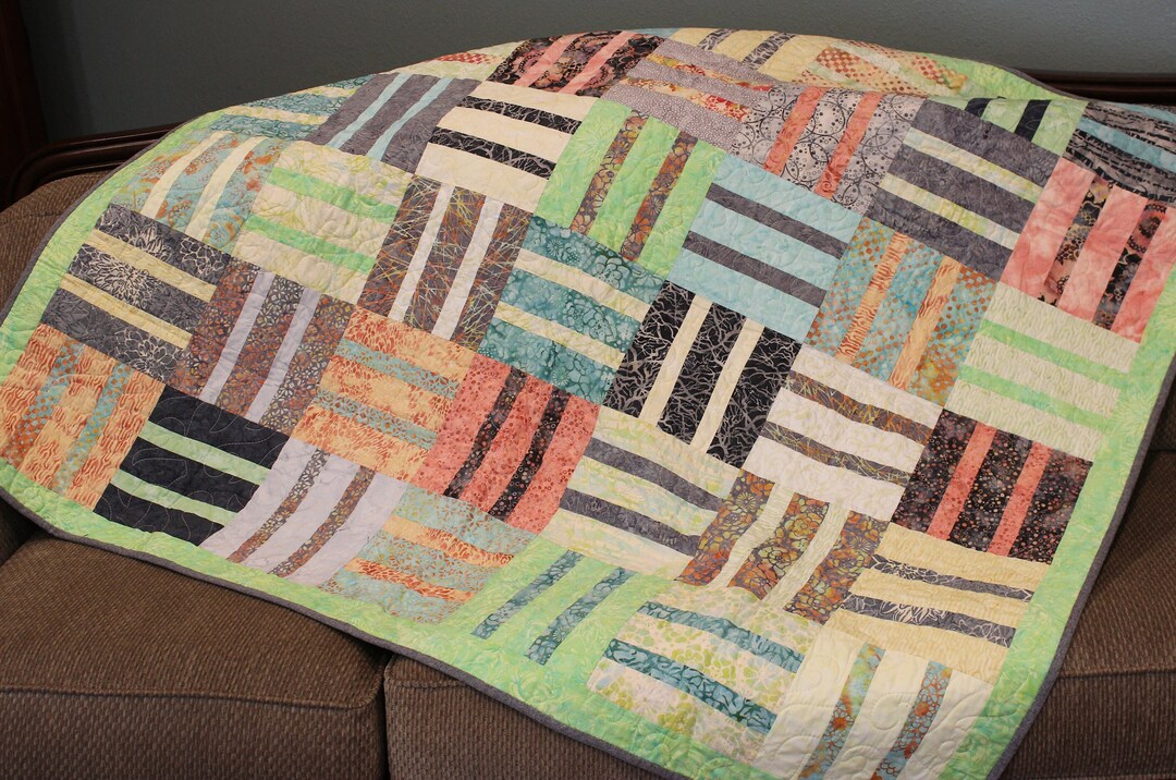 Handmade Quilt, Modern Quilt, Teen Quilt, Bright Colored Quilt, Couch ...