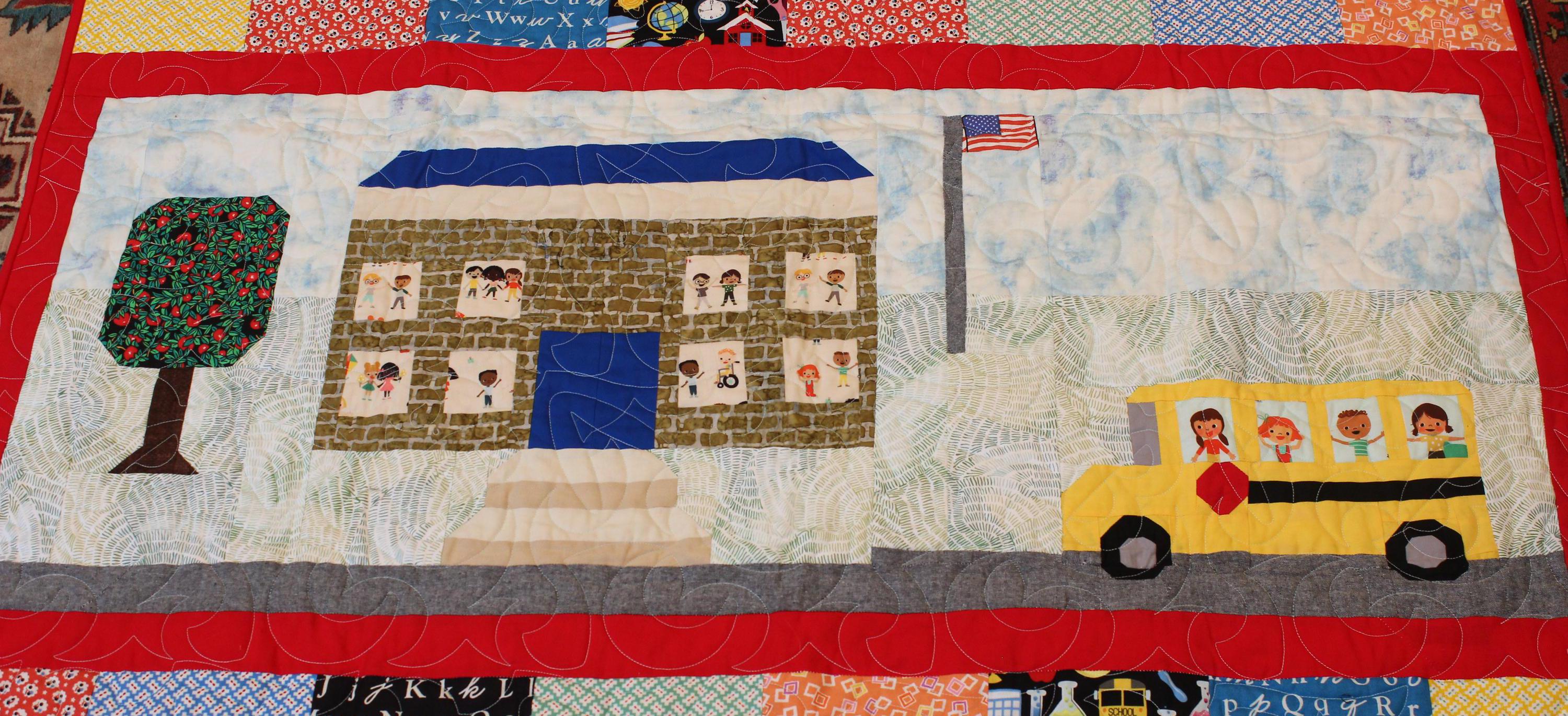 Handmade Quilt, Back to School Quilt, Kid Quilt Teacher Gift, School ...