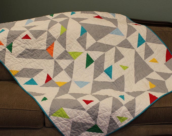 Modern Quilt, Handmade Quilt, Geometric Quilt, Pop Rocks Quilt, Couch ...