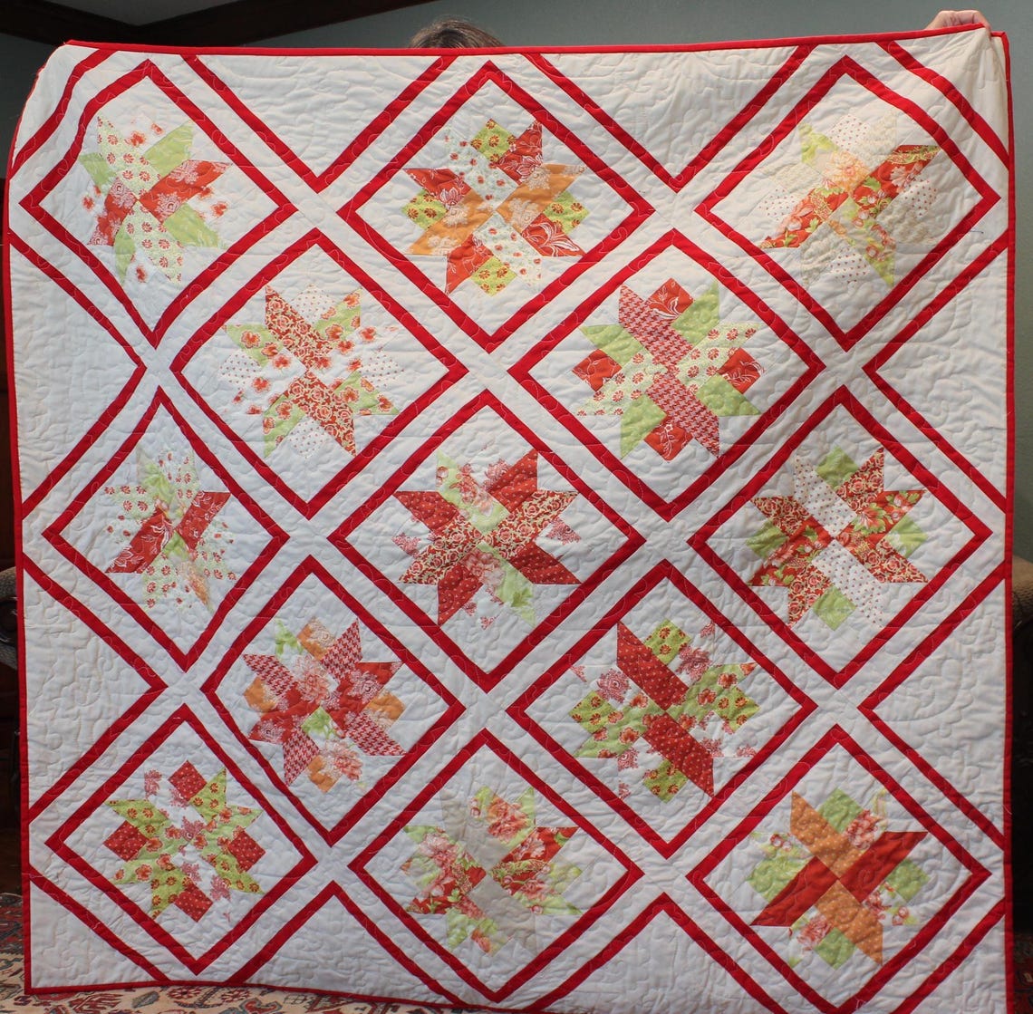 Handmade Star Design Quilt: Multicolored Cotton Throw, Wall Hanging - Etsy