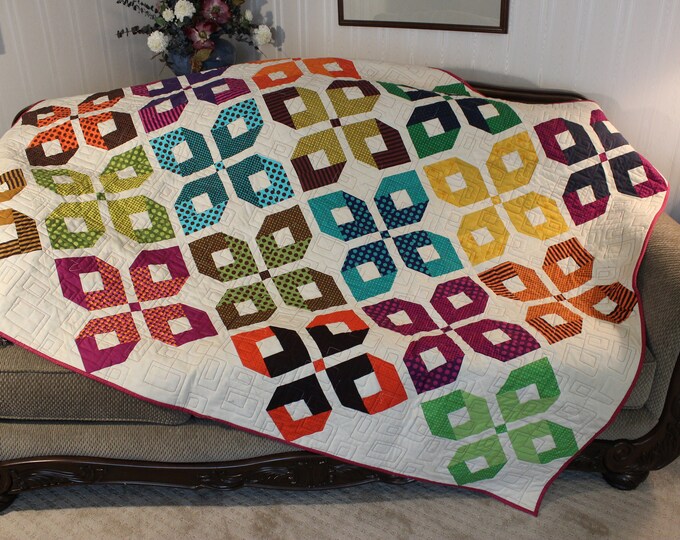 Fall Quilt, Jewel Tone Quilt, Handmade Quilt, Twin Quilt, Couch Quilt ...