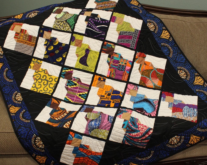Handmade Quilt, African Queen Quilt, African Fabric Quilt, One-of-a ...