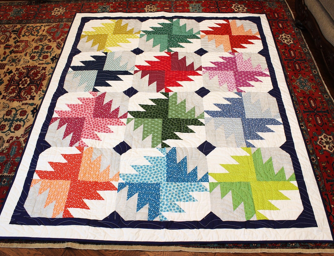 Handmade Quilt, Modern Quilt, Brightly Colored Quilt, Couch Quilt ...