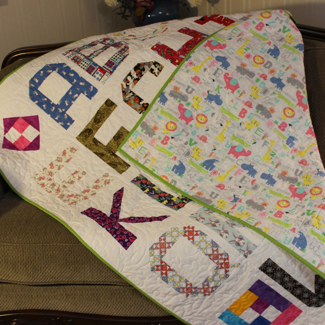 ABC Quilt Alphabet Quilt Baby Quilt Toddler Quilt Handmade | Etsy