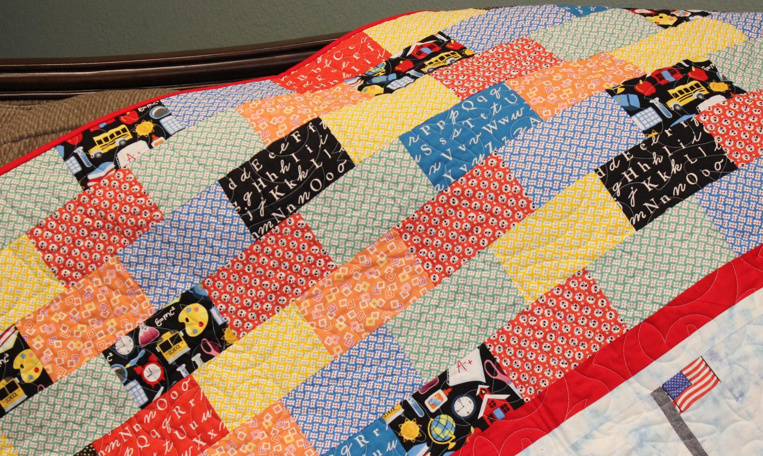 Handmade Quilt, Back to School Quilt, Kid Quilt Teacher Gift, School ...