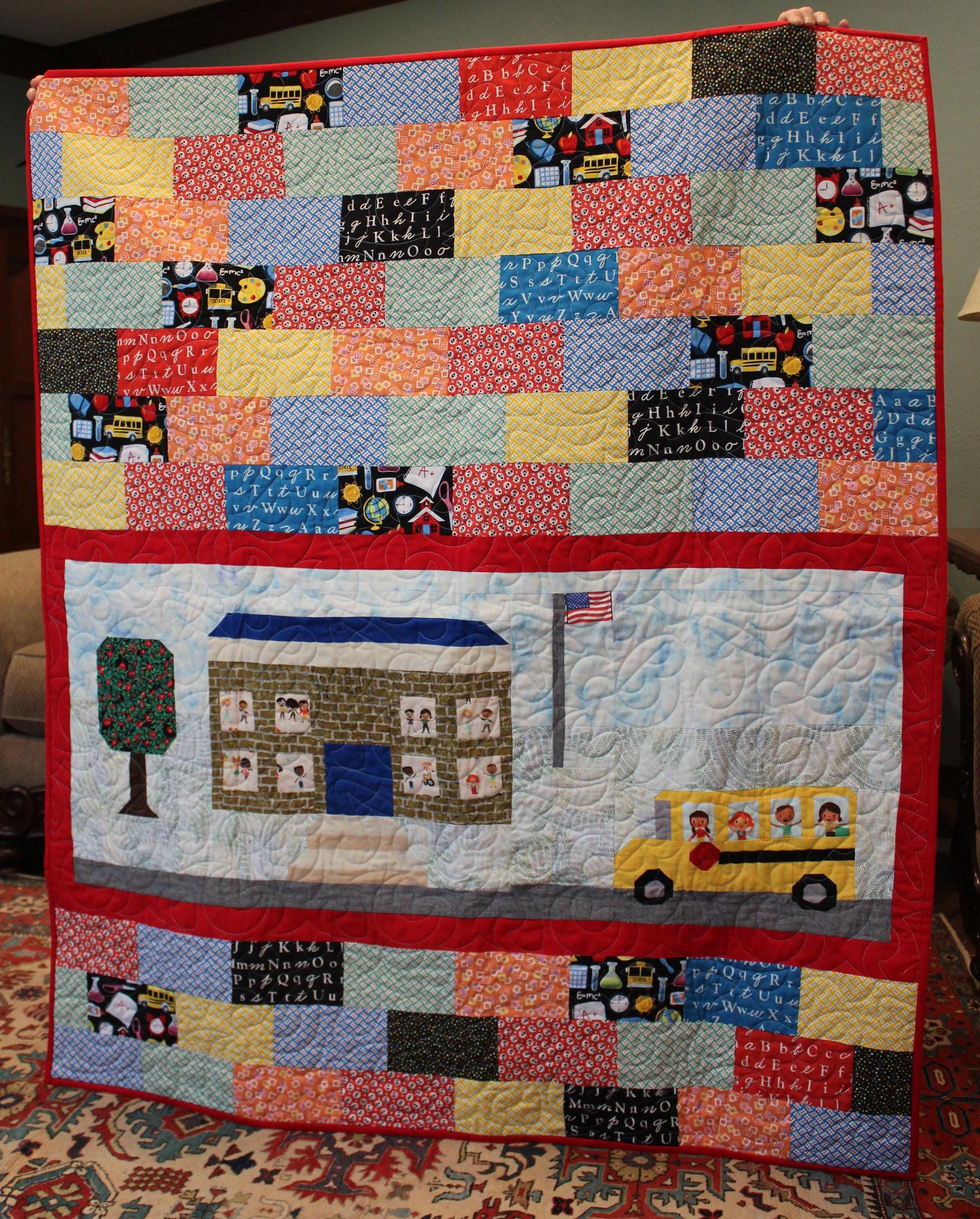 Handmade Quilt, Back to School Quilt, Kid Quilt Teacher Gift, School ...