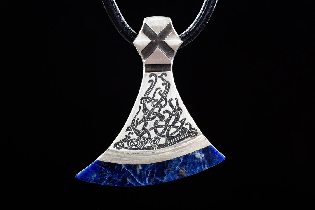 Sodalite Axe Pendant. Viking Mammen Axe. Special Gift for Him. Mens ...