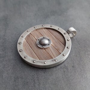 Petrified Wood Shield Necklace. Mens Silver Pendant. Warrior - Etsy