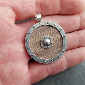 Petrified Wood Shield Necklace. Mens Silver Pendant. Warrior - Etsy
