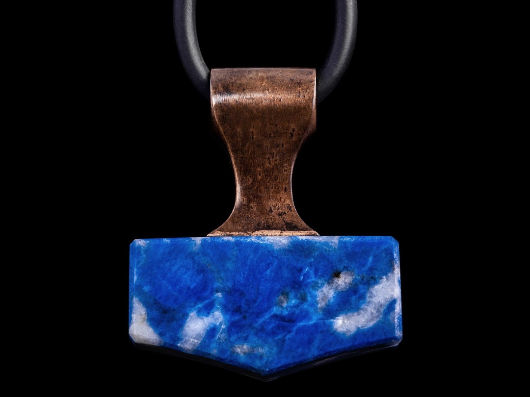 Denim Lapis Necklace. Mjolnir. Viking Jewelry. Natural Stone - Etsy UK