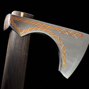 Premium Inlay Celtic Axe. Viking-style Bearded Blade With Warrior ...