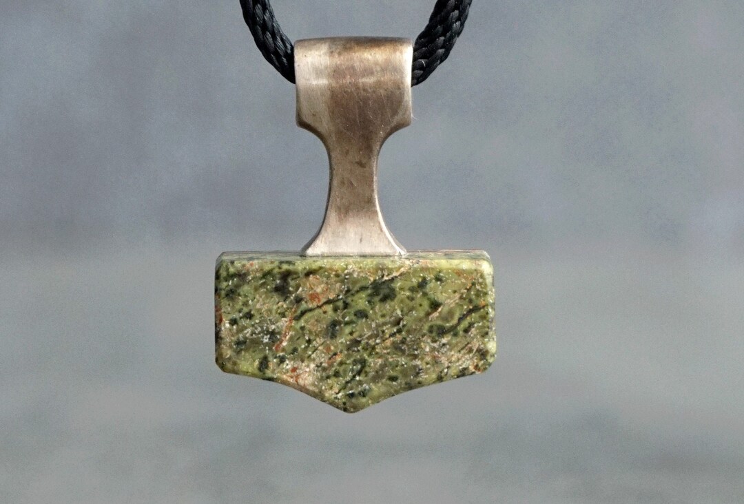 Mjolnir Necklace. Serpentine Small Mjolnir. Natural Stone - Etsy