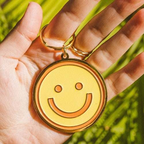 Smiley Face Keychain Simple Clear Keychain Happy Keychain - Etsy