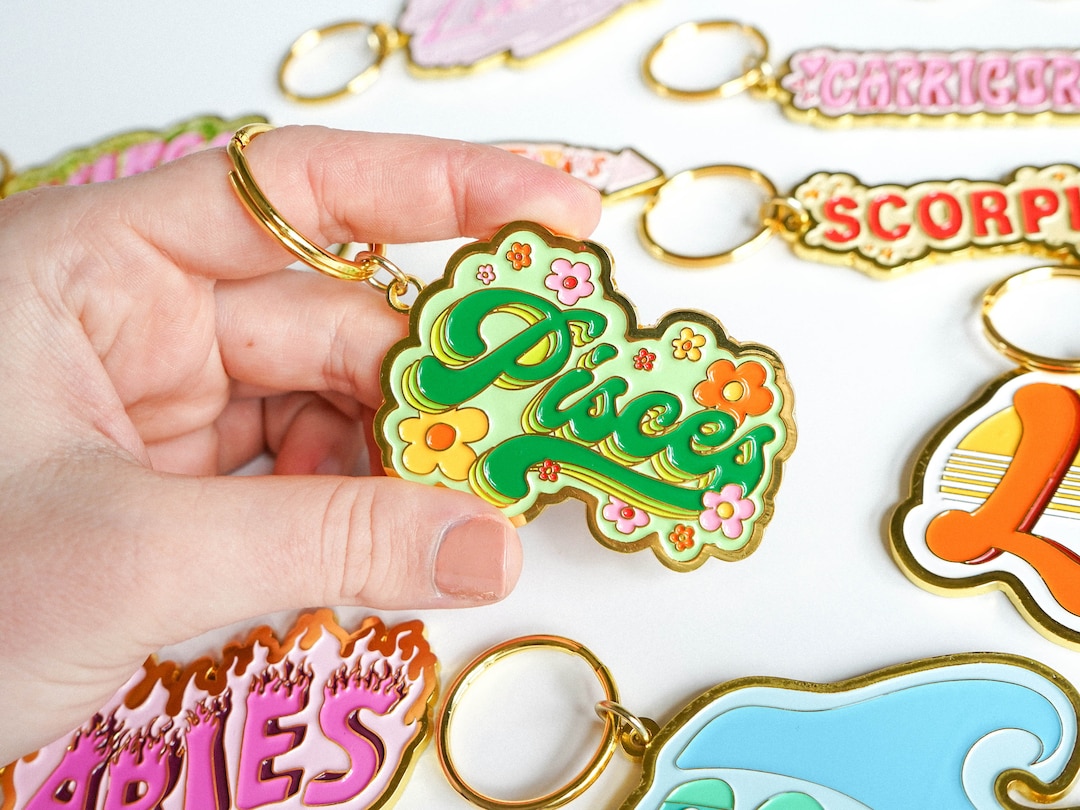 Pisces Zodiac Keychain - Etsy
