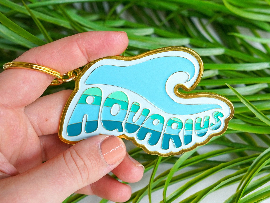 Aquarius Zodiac Keychain - Etsy