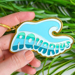 Aquarius Zodiac Keychain - Etsy
