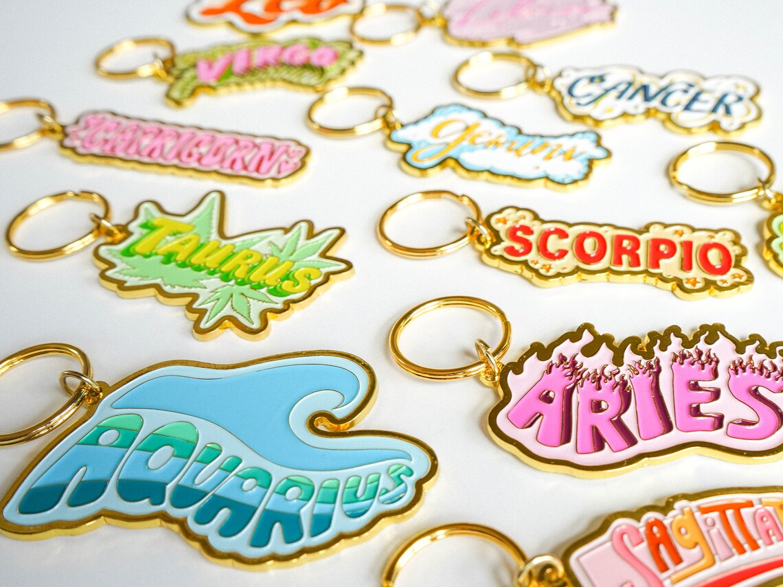 Gemini Zodiac Keychain - Etsy