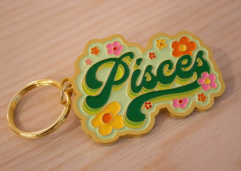 Pisces Zodiac Keychain - Etsy