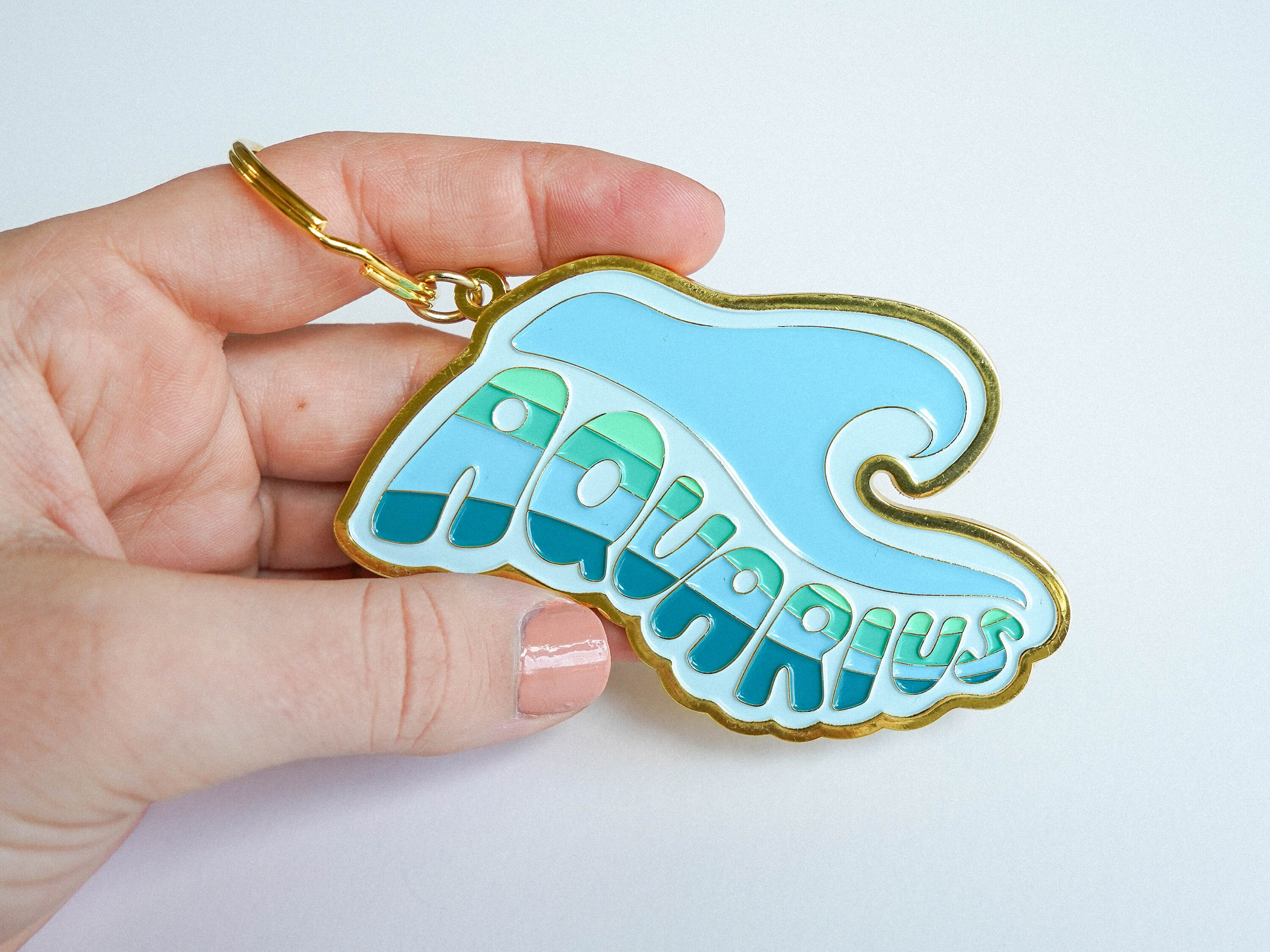 Aquarius Zodiac Keychain - Etsy