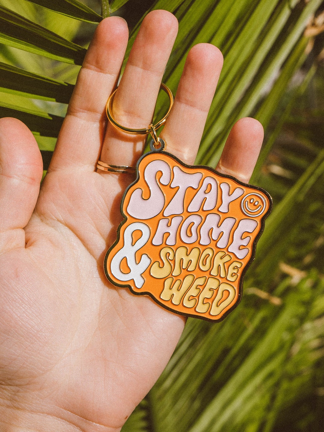 Stay Home & Smoke Weed Keychain - Etsy