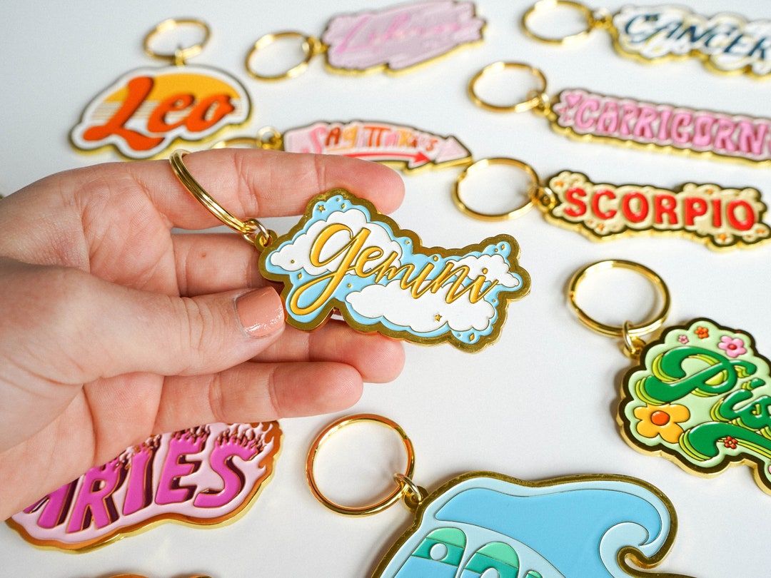 Gemini Zodiac Keychain - Etsy