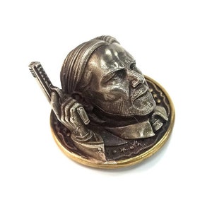 Brass John Wick Coin Bead - Large- Knife Lanyard BEAD - Paracord - EDC ...