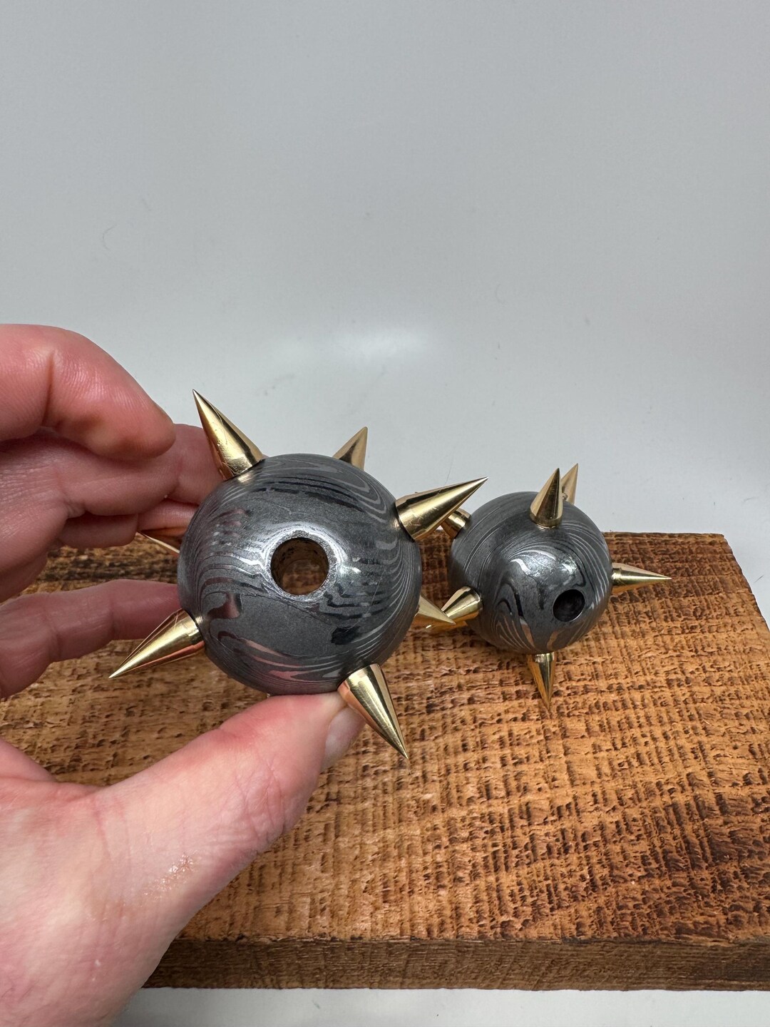 Handmade Forged Real DAMASCUS 2” Spiked Ball With 10mm Home - for Mace ...