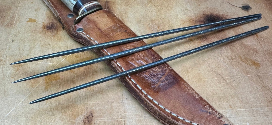 Custom Handmade Real Damascus Steel Round Bar Spike, Pick, Awl, Tool ...