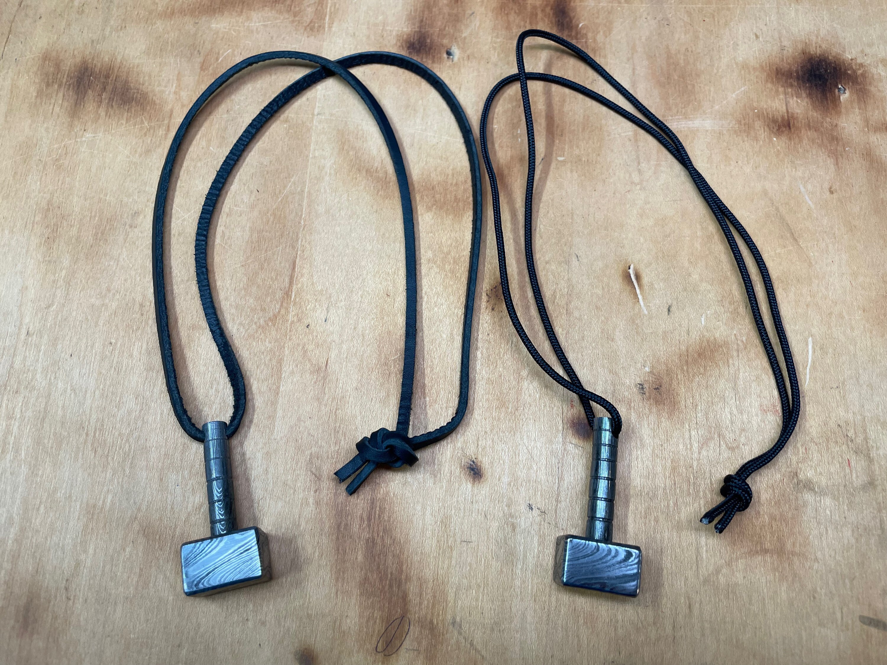 Handmade Viking Damascus Steel Necklace/ Keychain Mjolnir - Etsy