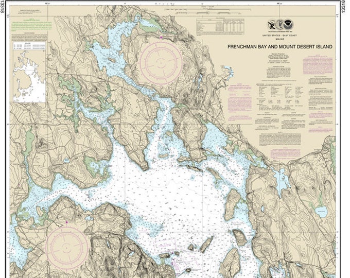 Custom Chart of Frenchman Bay and Mount Desert Lsland 13318 - Etsy