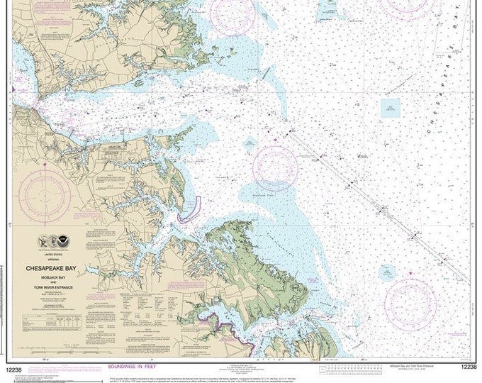 Custom Chart of Chesapeake Bay Mobjack Bay and York River Entrance ...