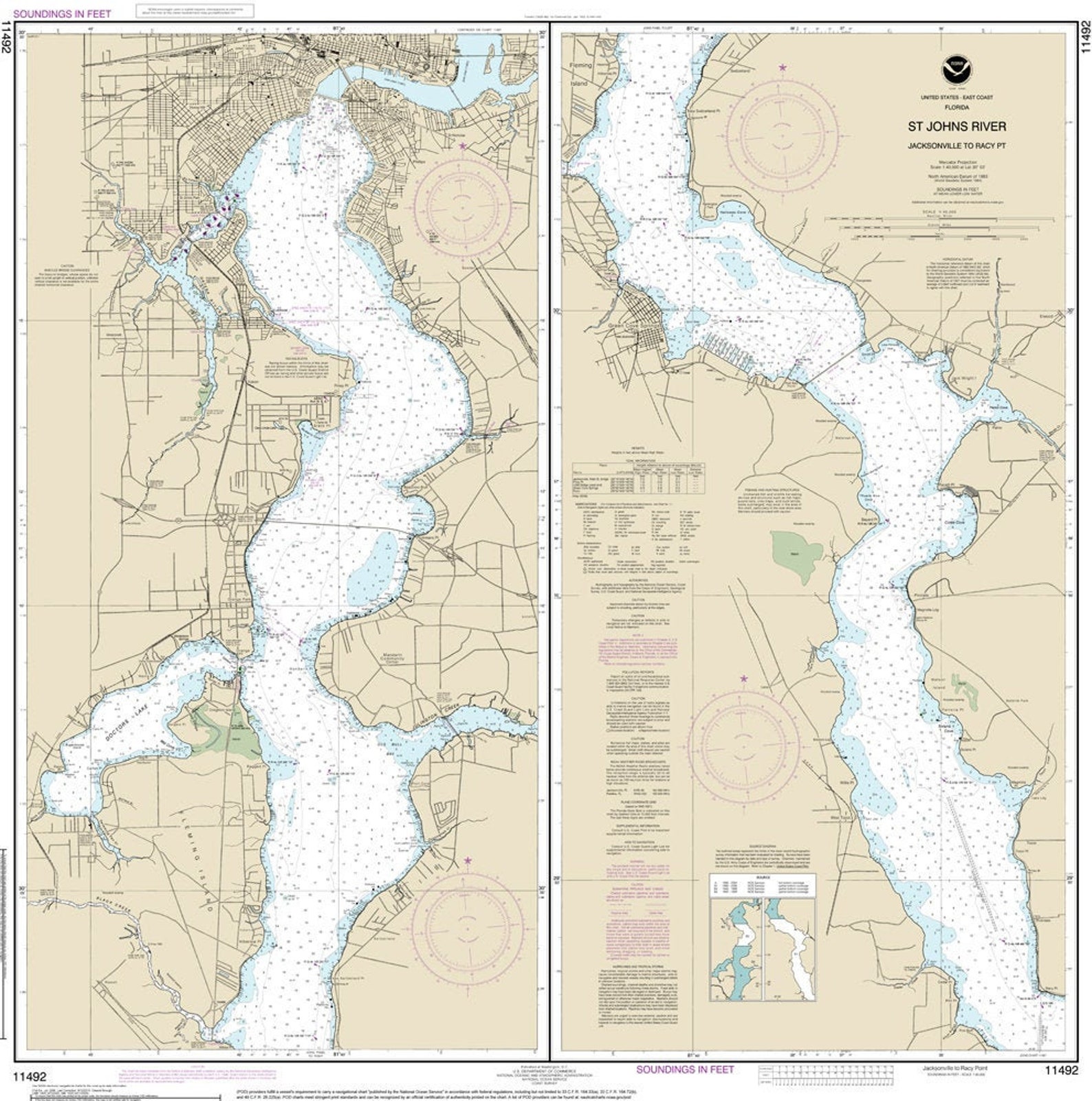Custom Chart of St. Johns River Jacksonville to Racy Point 11492 - Etsy
