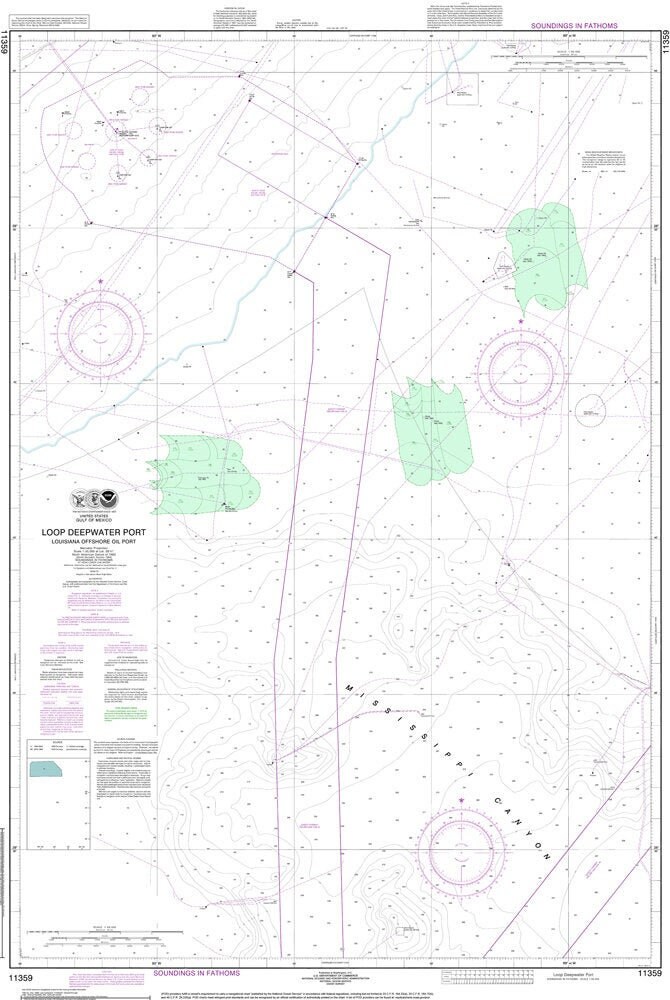 Custom Chart of Loop Deepwater Port Louisiana Offshore Oil Port 11359 ...