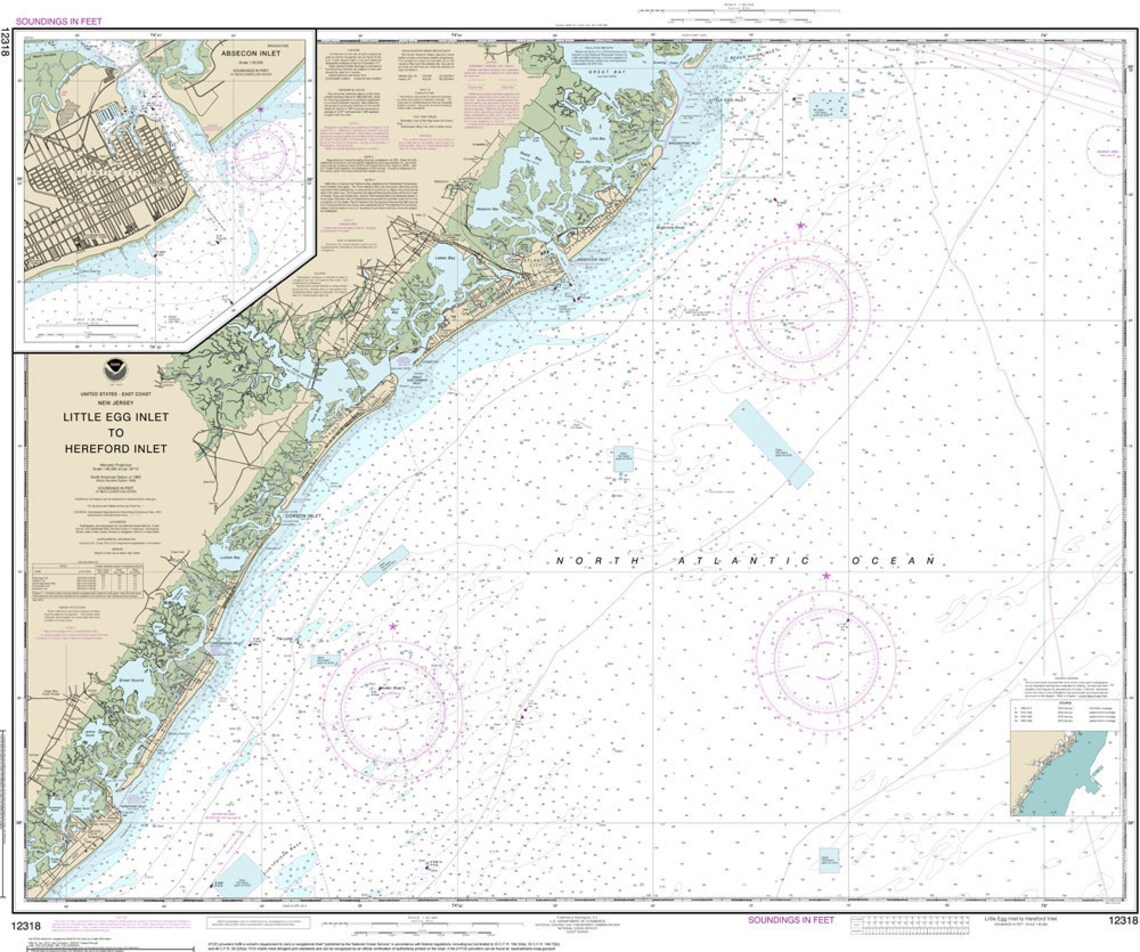Custom Chart of Little Egg Inlet to Hereford Inletabsecon - Etsy