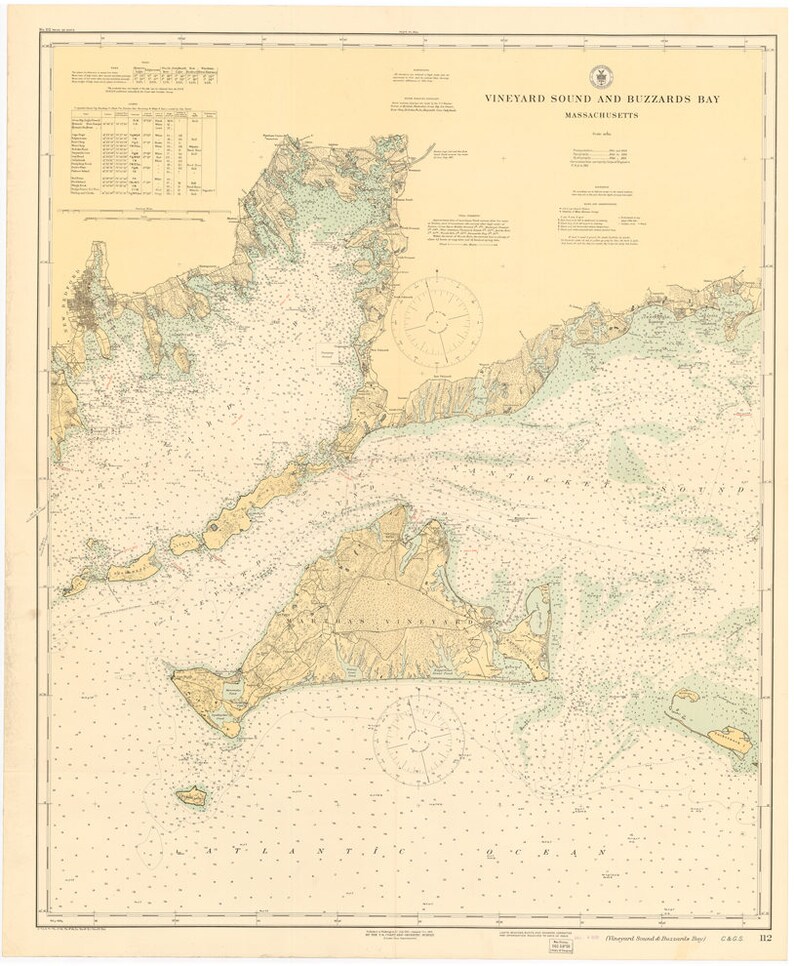 Custom Historical Chart of Vineyard Sound 1920 - Etsy Australia