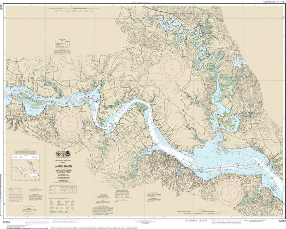Custom Chart of James River Jamestown Island to Jordan Point 12251 - Etsy