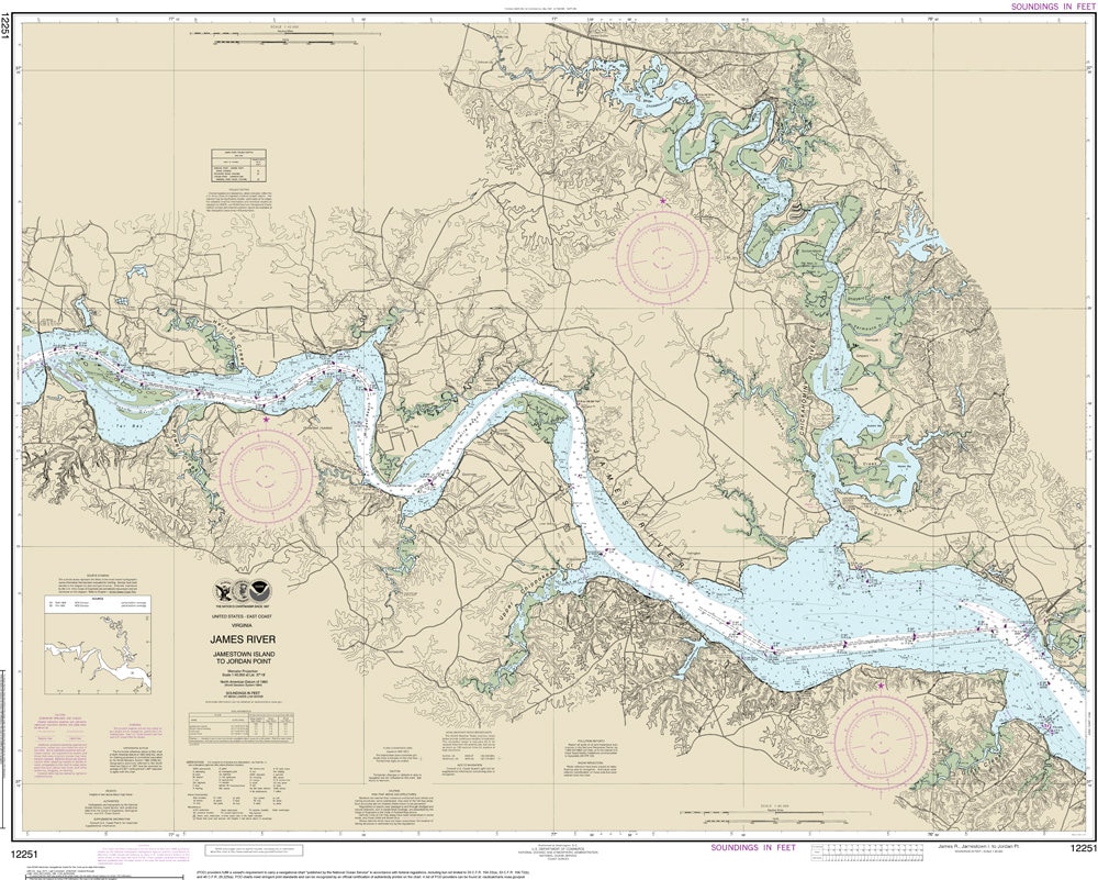 Custom Chart of James River Jamestown Island to Jordan Point 12251 - Etsy