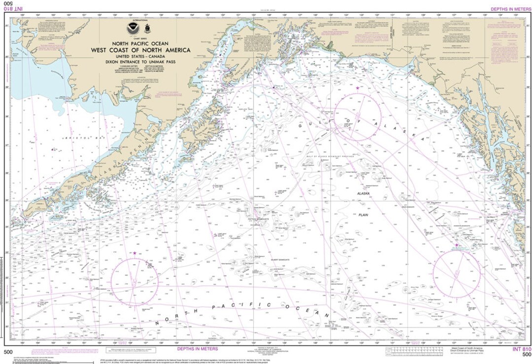 Custom Chart of the West Coast of North America 500 - Etsy