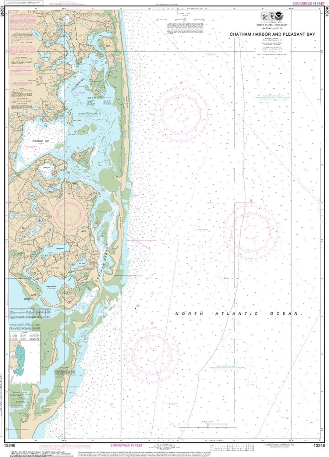 Custom Chart of Chatham Harbor and Pleasant Bay 13248 - Etsy